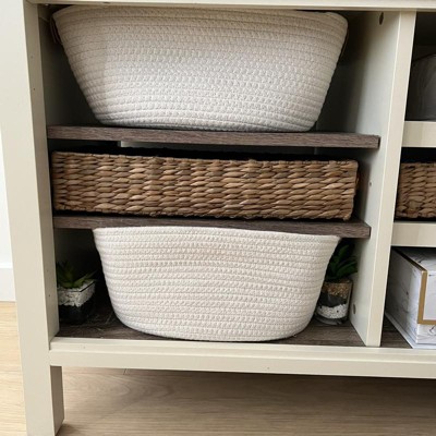 13" Decorative Coiled Rope Square Base Tapered Basket Small White ...