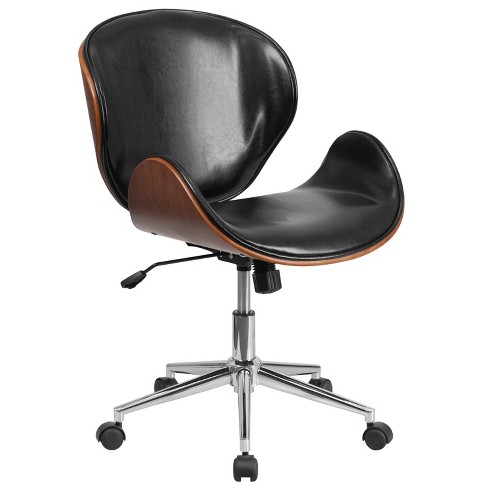 Merrick Lane Office Chair Black Faux Leather Mid-back Ergonomic ...