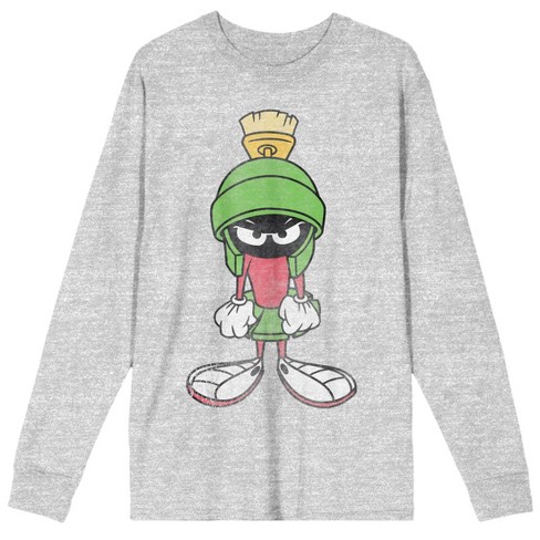 Men's Grey Longsleeve Packaged Shirt, Mad Marvin The Martian : Target