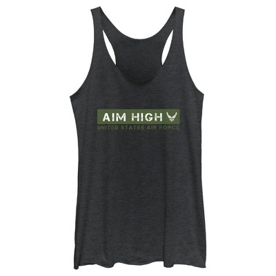 Women's United States Air Force Aim High Green Logo Racerback Tank Top ...