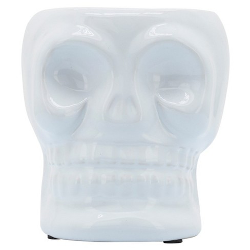 Sagebrook Home 5" Ceramic Skull Vase - Contemporary White Gothic ...