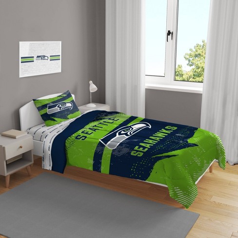Nfl Seattle Seahawks Slanted Stripe Twin Bed In A Bag Set - 4pc : Target