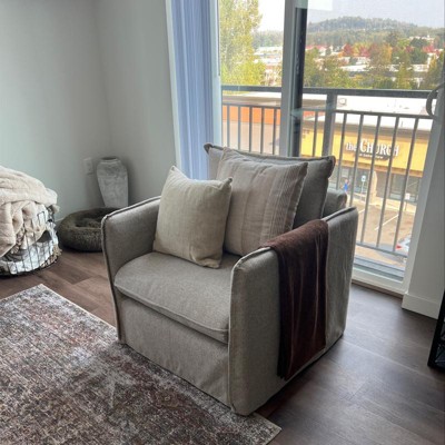 Berea Slouchy Lounge Chair With French Seams Linen - Threshold™ : Target