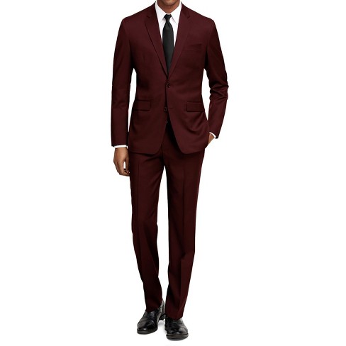 Braveman Men's Formal Two Piece 2-piece Slim Fit Cut Suit Set,burgundy ...