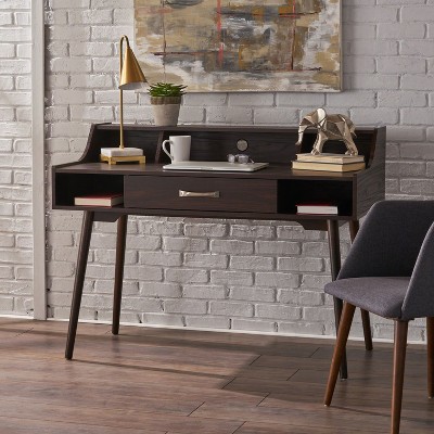 Walnut Study Table For Students Wooden Writing Desk With Drawers Modern ...