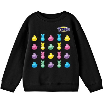 Peeps Colorful Chicks And Bunnies Youth Boy's Black Sweatshirt-xs : Target