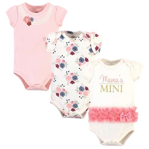 Little Treasure Baby Girl Cotton Bodysuits 3pk, Mamas Mini, 9-12 Months ...