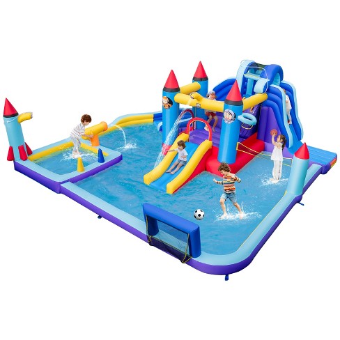 Infans Rocket Theme Inflatable Water Slide Park W/2 Slides Splash Pool ...