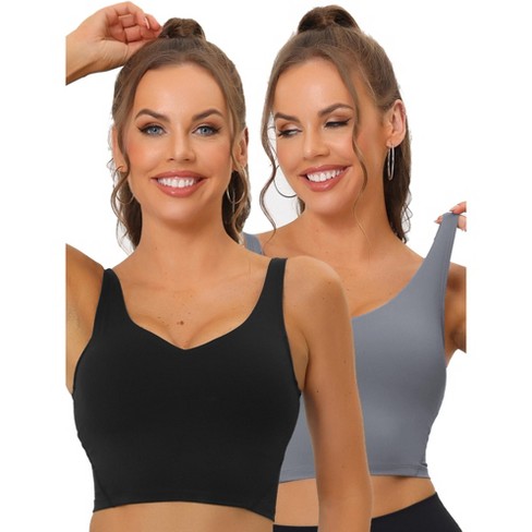 Allegra K Women's Workout Fitness Padded Longline Wireless Yoga Sports ...