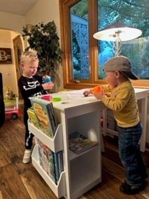 Kids' Art Activity Table With Storage And 2 Bonus Magnetic Display Bars ...