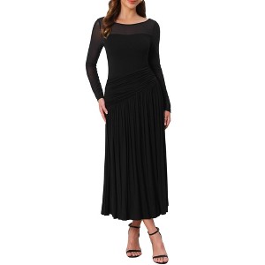 INSPIRE CHIC Women's Wedding Guest Pleats Ruched Long Sleeve Crewneck ...
