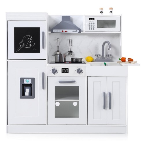 Wooden Play Kitchen Set, Kitchen Playset With Cookware Accessories ...