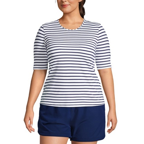 Lands' End Women's Plus Size Crew Neck Rash Guard Upf 50 Swim Tee - 2x ...