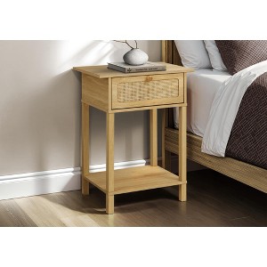 Moda Furnishings Natural Rattan Accent Side Table with Storage Cubby ...
