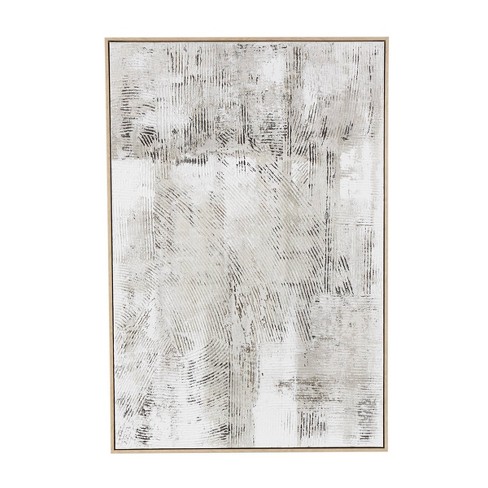 49"x33" Wooden Abstract Textured Framed Wall Art With Wooden Frame And ...