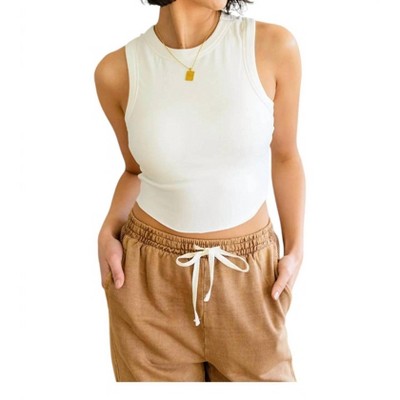 Women's Cropped Tank Shirt - White Birch : Target