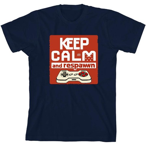 Keep Calm And Respawn Controller Youth Blue Crew Neck Short Sleeve Tee ...