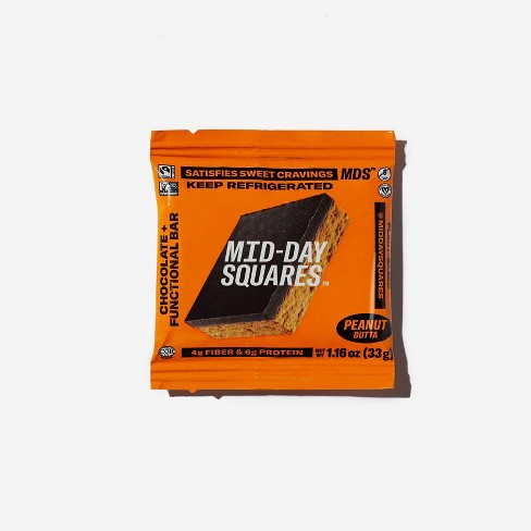 Mid-day Squares Peanut Butta Organic Plant Based Functional Chocolate ...