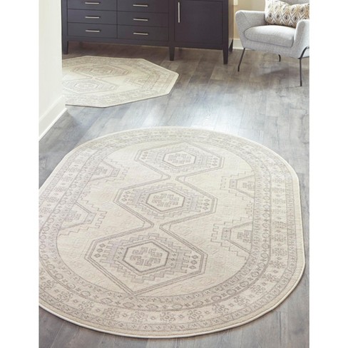 Unique Loom 4' 0 X 6' 0 Oval Quail-charlotte Ivory Area Rug : Target
