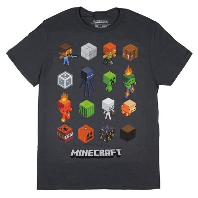 Minecraft Men's Character Collage Grid Adult Crewneck Short Sleeve T ...