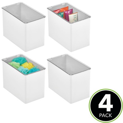 Mdesign Storage Bin With Lid For Bathroom, Vanity, 4 Pack : Target