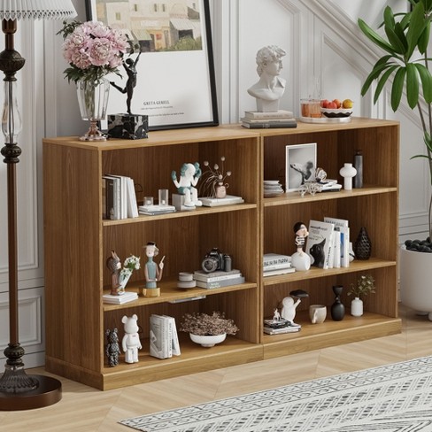 Pexfix 36"x62"x16" Wood Bookshelf With Adjustable Shelves In Natural ...