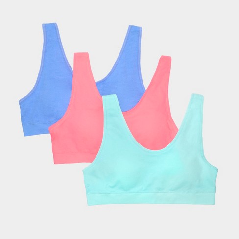 Fruit Of The Loom Girl's Seamless Stretch Sports Bra 3 Pack Cornflower ...