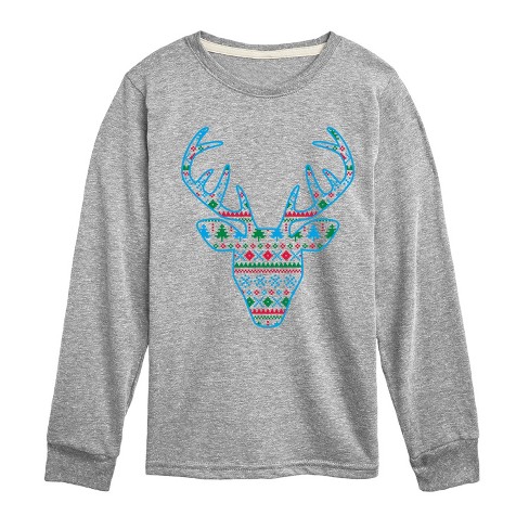 Boys' - Instant Message - Pixel Sweater Deer Christmas Long Sleeve ...
