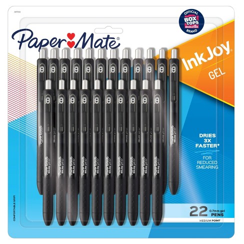 Paper Mate Inkjoy 22pk Gel Pens 0.7mm Medium Tip Black Retractable Quick Drying Rubber Grip Office Stationery Set Target