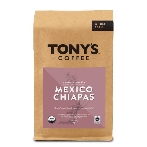 Tony's Coffee Mexico Chiapas Medium Dark Roast Whole Bean Coffee - 12oz ...