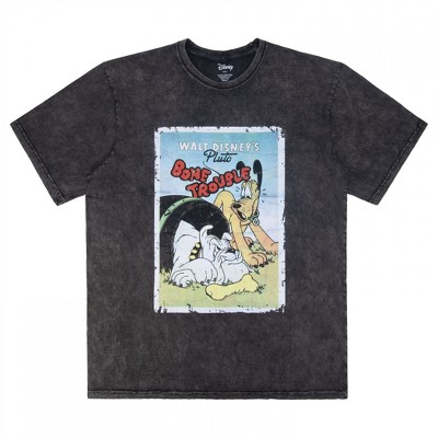 Mens Mickey Mouse - Pluto Bone Trouble Stone Wash T-Shirt : Target
