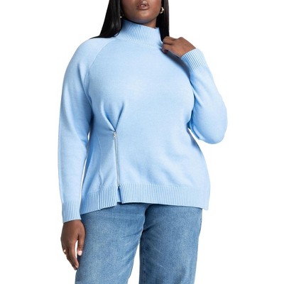 Eloquii Women's Plus Size Zipper Detail Sweater - 14/16, Polished Stone ...