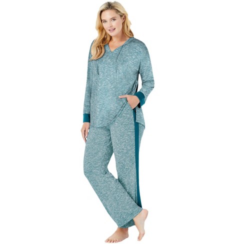Dreams & Co. Women's Plus Size Hooded Marled Jersey Top - 14/16, Deep ...