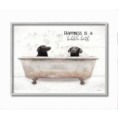 Stupell Industries Animal Bathroom Happiness Is A Bubble Bath Dog Quote ...