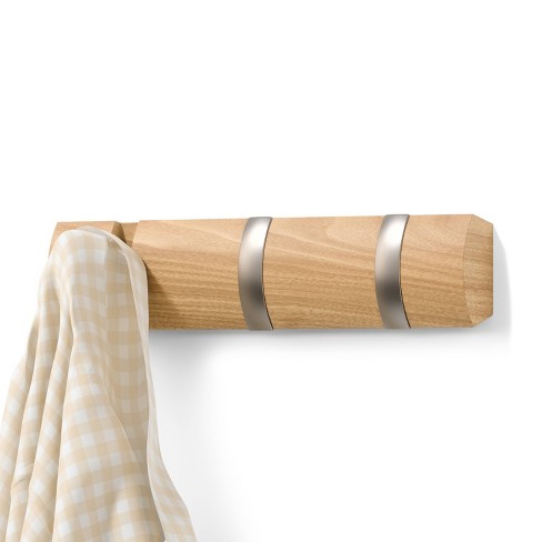 Umbra Flip 3 Hook Natural: Wall Mounted Decorative Hooks, Ash Material ...