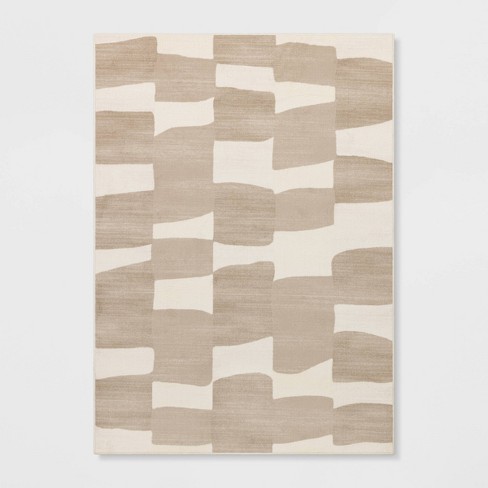 5'x7' Organic Shapes Area Rug Tan - Room Essentials™: Abstract Tufted ...