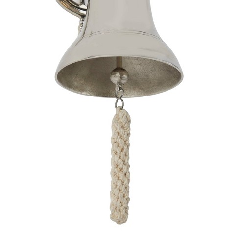 Brass Bell Wall Decor With Ship Wheel Backing Silver - Olivia & May ...