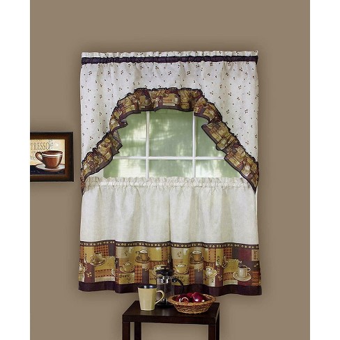 Goodgram Coffee Complete Kitchen Curtain Tier And Swag Set - 58 In. W X ...