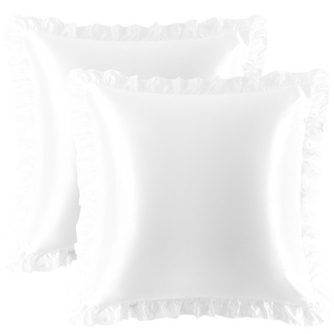 Piccocasa Envelope Closure Satin Ruffled Pillowcase 2 Pcs White 80x80cm ...