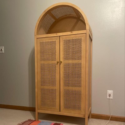 Woven Arched Wood Cabinet Light Brown - Threshold™ : Target
