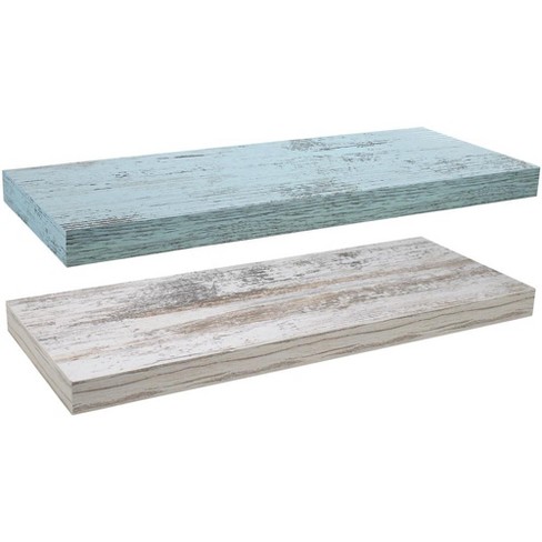 2 Pack (24"x9") Sorbus Rustic Coastal Beach Floating Shelves For ...