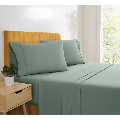 Simmons Essential Solid Green Queen Sheet Set : Target