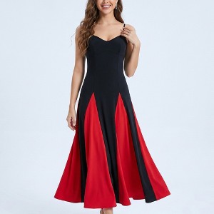 Anna-Kaci Women's Spaghetti Strap Colorblock Fit and Flare Midi Dress ...