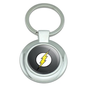 The Flash Lightning Bolt Logo Keychain Classy Round Chrome Plated Metal ...