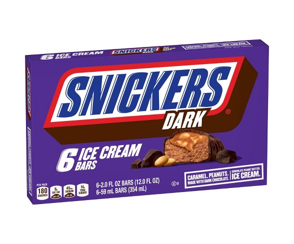 Buy Snickers Ice Cream Bars Dark Chocolate - 12 fl oz/6ct Online at ...