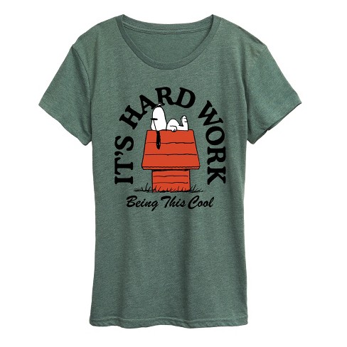 Women's Peanuts Hard Work Being Cool Snoopy Short Sleeve Graphic T ...