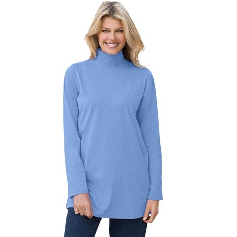 Woman Within Women's Plus Size Perfect Mockneck Tunic - 2x, French Blue ...