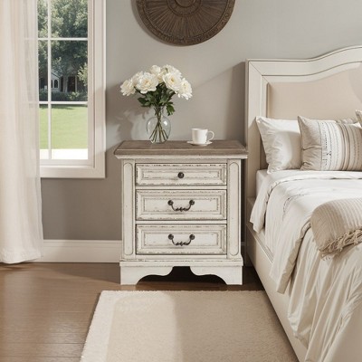 Royal Hampton 27 Inch Nightstand with 3 Drawers and Built-In Charging ...