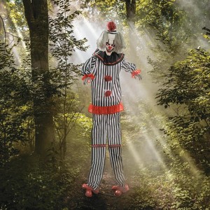 8 Ft. 2" Light-Up Lifting Clown with Hat Halloween Decoration - Black ...