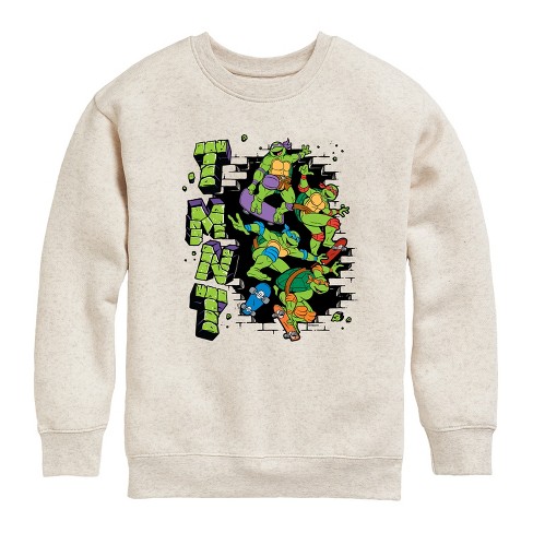 Teenage Mutant Ninja Turtles Skateboards Graphic Long Sleeve Fleece Sweatshirt - Natural - 4t ...